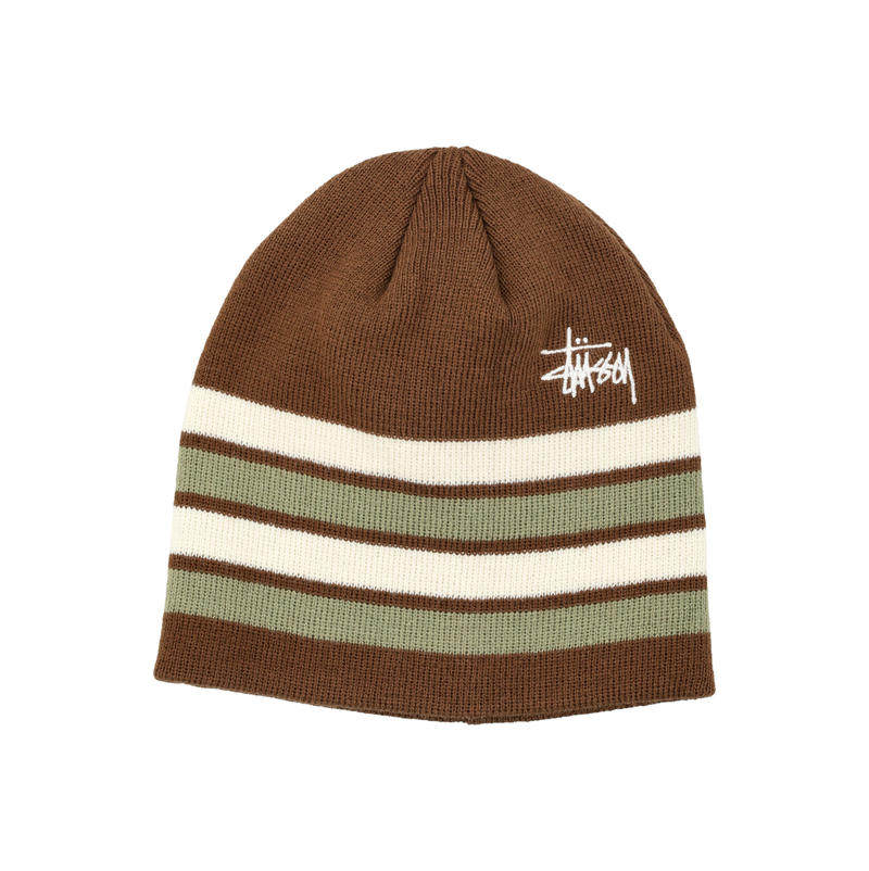 STUSSY 斯图西 男士 FW26 毛线帽 Stüssy 基本條紋骷髏帽