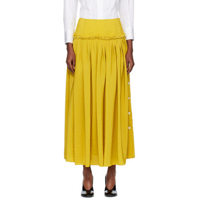 Lanvin 浪凡 女士 中长裙 黄色 Basque Charmeuse 半身裙
