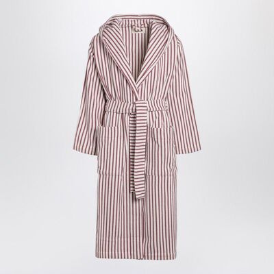 Tekla Fabrics 男士 FW25 内衣 WHITE/DARK 粉色条纹浴袍