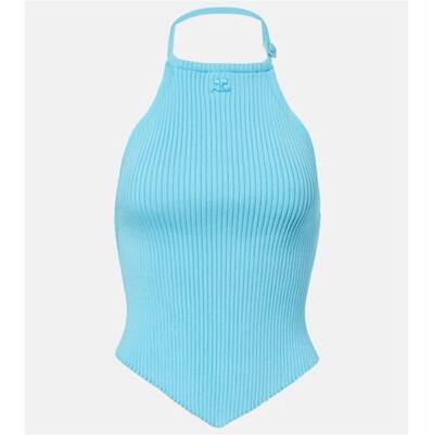 Courrèges 古未界 女士 背心 Pointy 罗纹针织挂脖上衣
