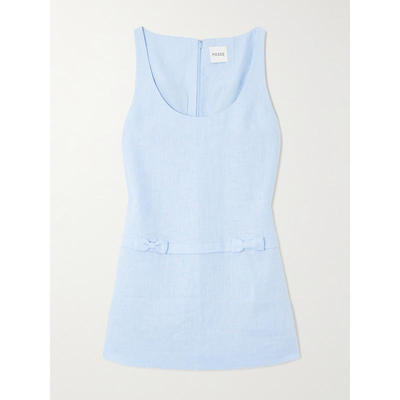 POSSE 女士 SS26 短款连衣裙 Harper 蝴蝶结亚麻迷你连衣裙