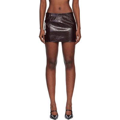 Off-White 女士 迷你裙 棕色 Crinkle Coated 短裙