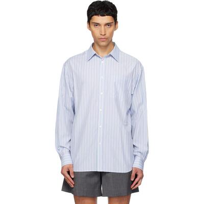 We11Done 男士 衬衫 蓝色 Striped Basic