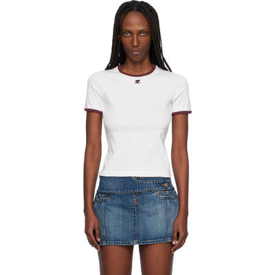 Courrèges 女士 T恤 白色 Signature Contrast T 恤