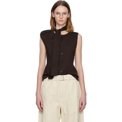 Lemaire 勒梅尔 女士 开衫 棕色 Asymmetrical Sleeveless