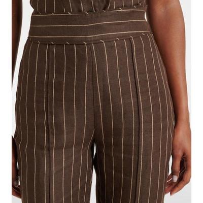 POSSE 女士 长裤 Thea 细条纹高腰亚麻长裤