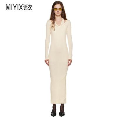 Jean Paul Gaultier高缇耶 女款灰白色 Ribbed Twisted Double La