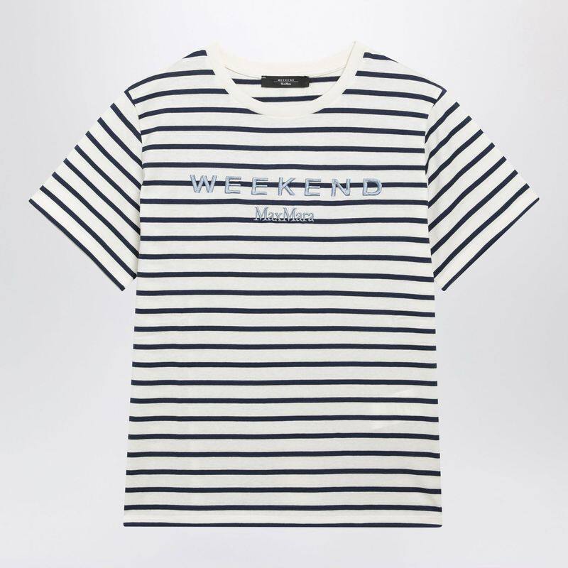 Weekend Max Mara 女士 SS26 T恤 BLUE/éCRU 条纹棉质针织