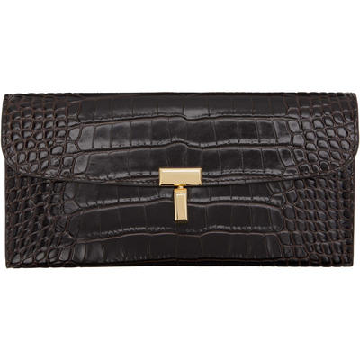 Totême 女士 钱包 棕色 T-Lock Croco-Embossed