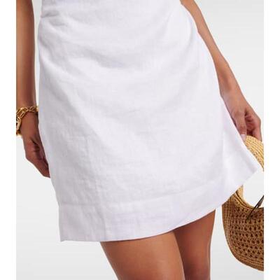 Faithfull the Brand 女士 短款连衣裙 Marga 褶皱亚麻迷你连衣裙