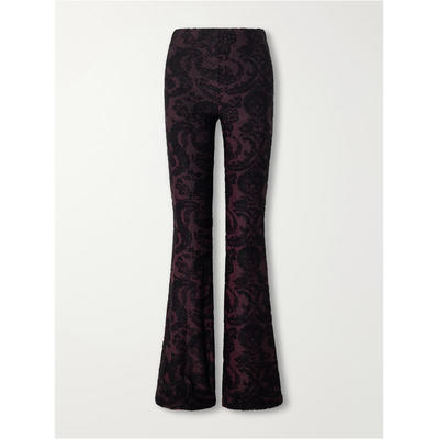 Etro 艾绰 女士 FW26 长裤 chenille-trimmed 佩斯利提花针织喇叭