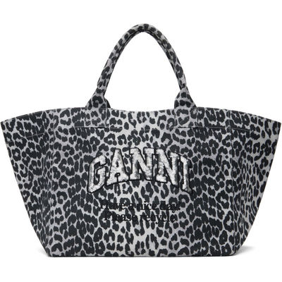 Ganni 甘尼 女士 托特包 灰色 Leopard Sequin XXL
