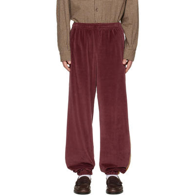 Needles 男士 运动长裤 酒红色 Side Line 运动裤