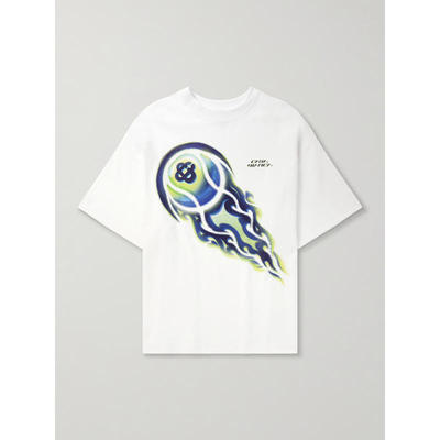 Casablanca 男士 T恤 Flaming 网球舞会宽松款印花棉混纺针织