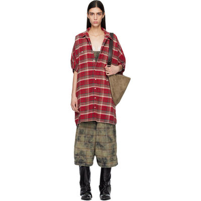R13 女士 短款连衣裙 红色 Plaid Oversized Boxy 连衣裙