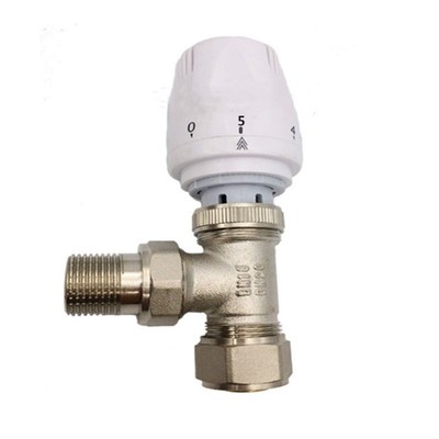 卡套式自动温控阀恒温阀铝塑接头暖气阀4分6分角式直式手动控制阀