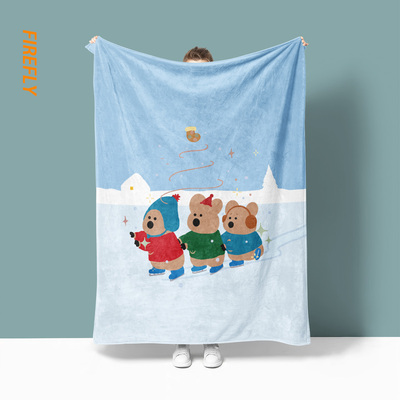 卡通柿子椒熊法兰绒毛毯