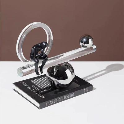 水晶平衡板思考者人物雕塑摆件样板间客厅书房玄关柜装饰水晶摆件