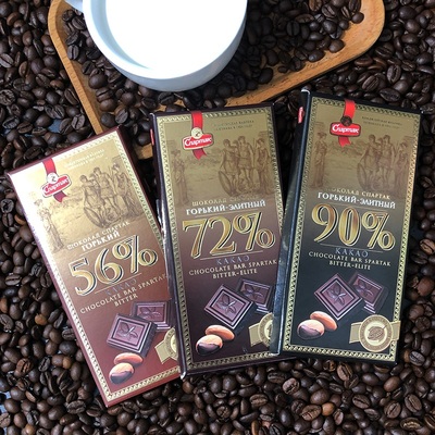 白俄罗斯原装进口苦黑巧克力块可可脂年节礼物零食板巧狮巴达克