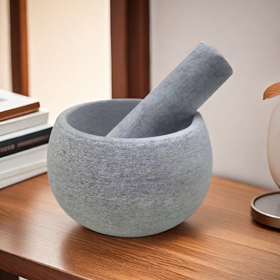 天然原石捣蒜器顾仙寒青石蒜臼子