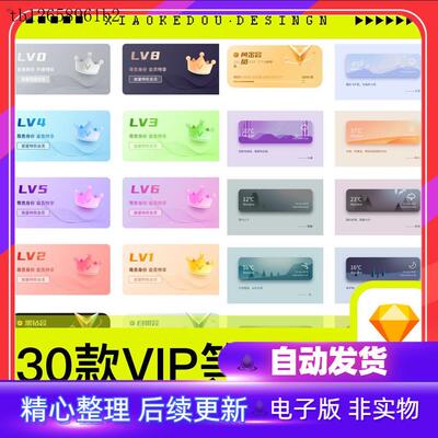 UI设计VIP等级成长体系会员卡片源文件sketch素材图标金银铜 app