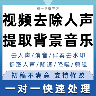 视频去人声消音转音频背景音乐朗诵配音比赛伴奏去水印降调降噪