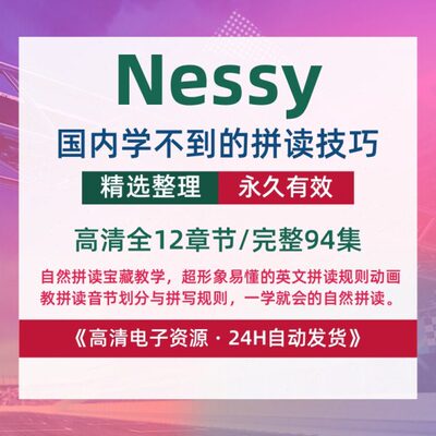 Nessy自然拼读动画教学Phonics高清12章节94集电子版