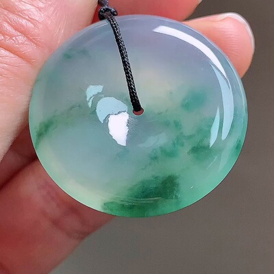 缅甸翡翠平安扣玉吊坠天然玉石A