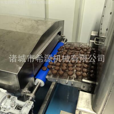自动酸块巧克力PQA涂层全机 脆心球裹层机 奶蘑菇浆上油炸设备