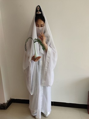西游记观音菩萨全套服装头饰发髻头纱玉净瓶演出服观世音服装道具