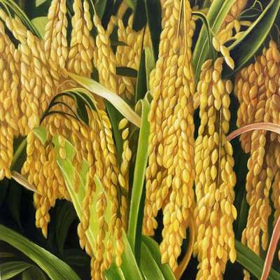 纯手绘油画丰收风麦穗版挂画光景客厅玄关静阳NZL20220物竖写实装