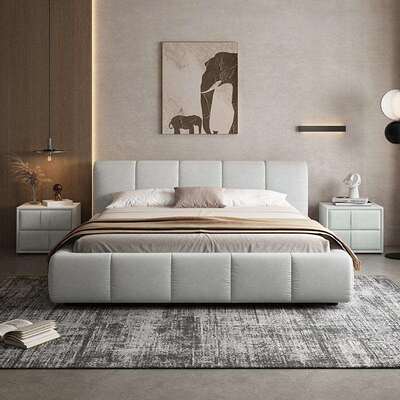 意式极简baxter科技布床现代简约泡芙床小户型双人主卧大床布艺床