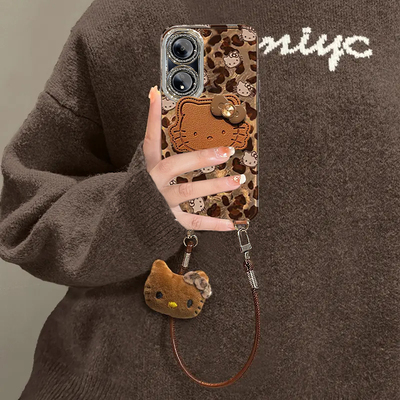 适用OPPOA系列豹纹KT猫支架外壳