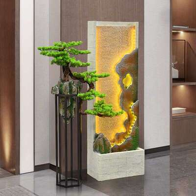 生假山水幕墙山高流水财喷泉屏风景花园庭院别墅观办公YME室落地