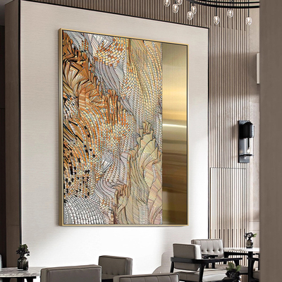 意式轻奢高级感玄关挂画现代简约客厅装饰画抽象艺术大气金属壁画