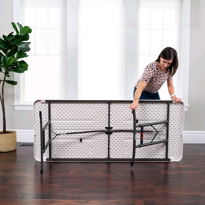 Lifetime折叠桌 白色简约休闲桌 户外便携游戏会议两用桌