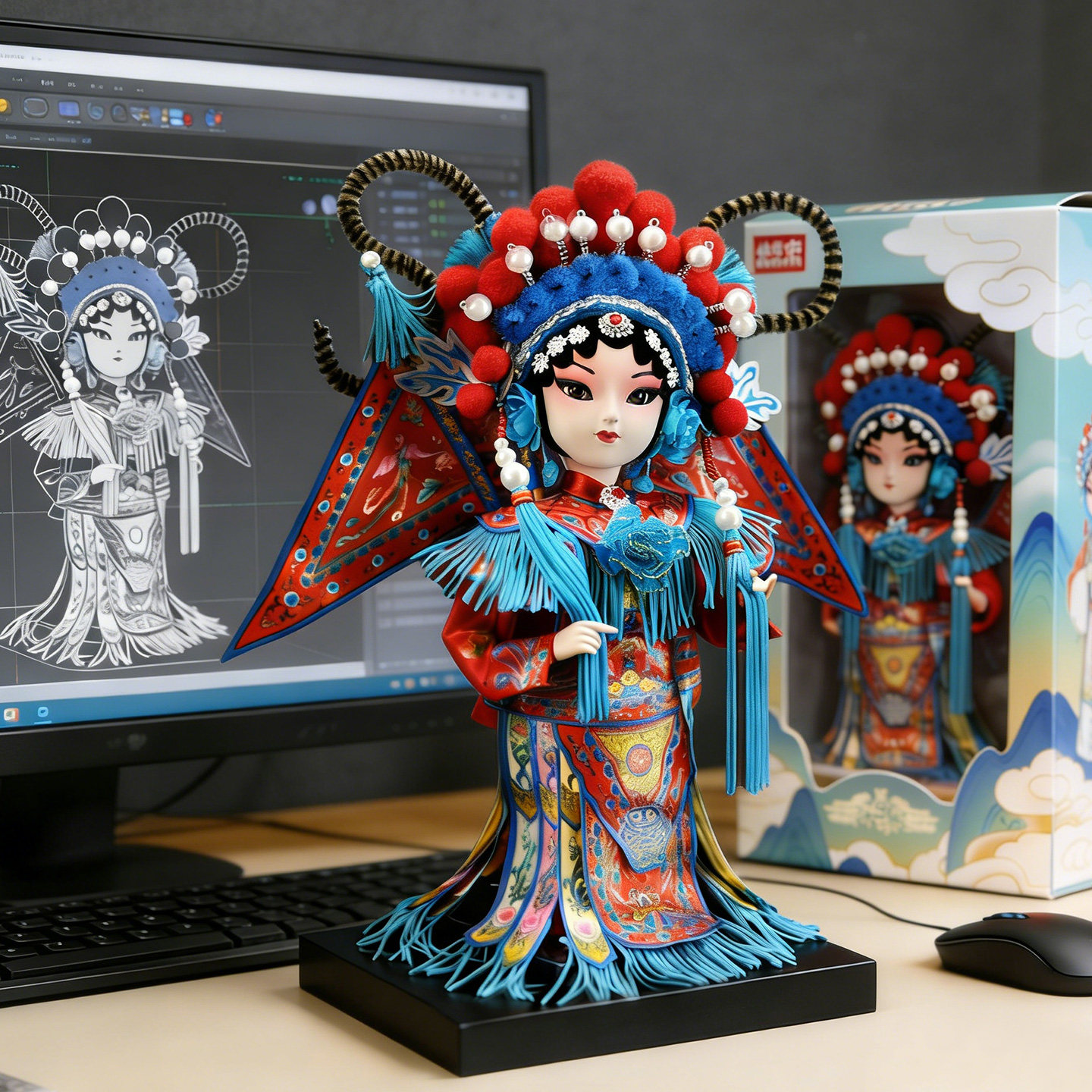 唐人坊北京绢人京剧人物摆件国风戏曲娃娃模型中国特色礼物送老外