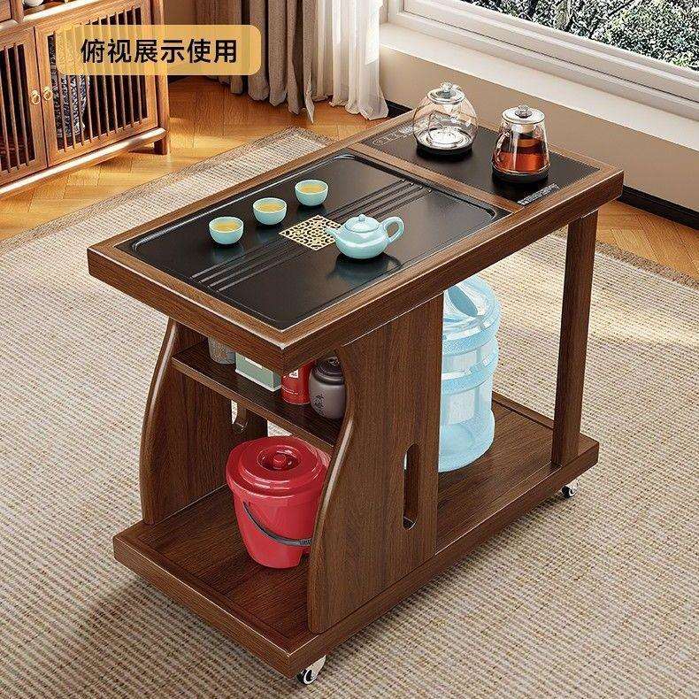 移动茶桌一体式移动茶水柜实木泡茶储物新中式可其它儿童