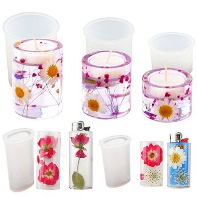 极速5pcs Silicone Mqold Candle Holder Mould Coaster Mold