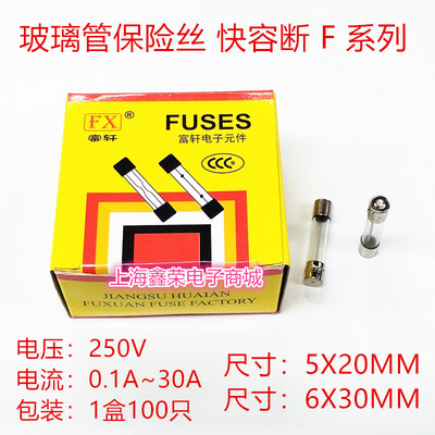 6X30mm玻璃保险丝管BGDP F10A F12A F15A F20A F25A F30AL250V