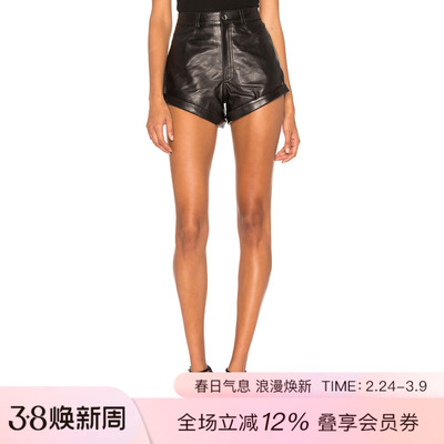LPA RELAXED CUFF SHORT 皮短裤 休闲时尚潮流REVOLVE  黑色