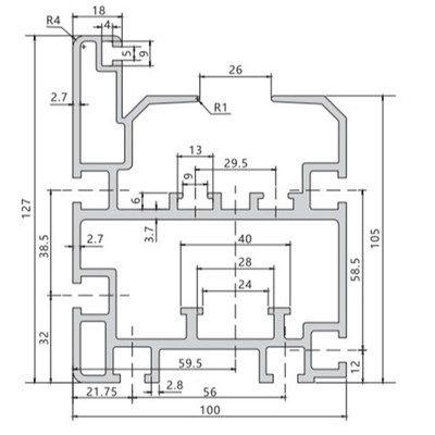 纽仕100127重型三倍速导轨铝型材适配节距38.1链条总装线轨道铝材