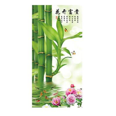 新中式玄关墙画走廊装饰画竖版单幅过道绿色挂画客厅竹林风景定做