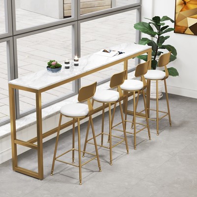 极速Nordic bar table set marble golden iron bar chairY decor