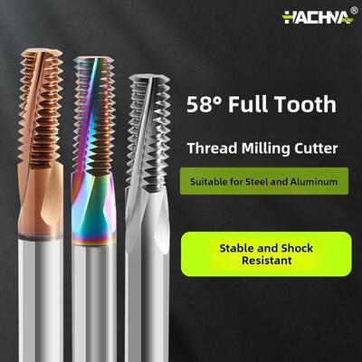 韩纳58度钨钢合金全牙螺纹铣刀钢用M1234568七彩铝用铣牙刀CNC