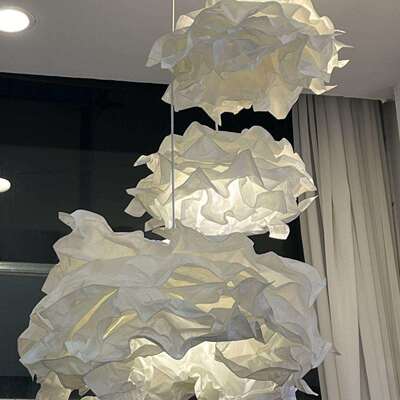 北欧克鲁宁民宿吊灯罩创意卧室餐厅纸灯简约装饰云朵纸吊灯手工
