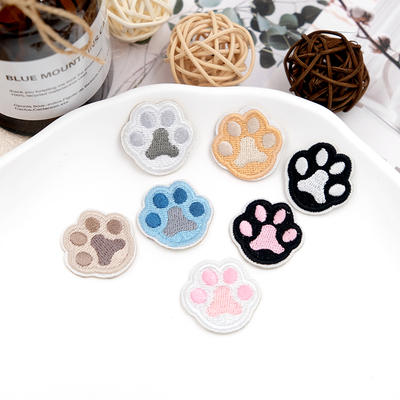 猫爪刺绣自粘布贴补丁贴