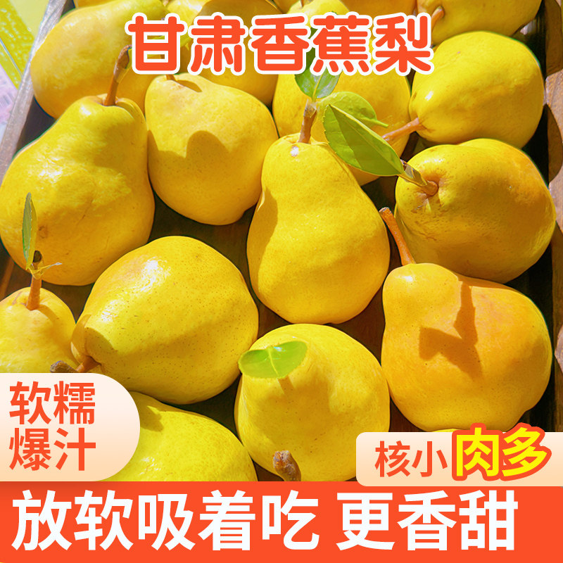 甘肃太婆梨新鲜水果当季整箱软梨香蕉梨茄梨大头青啤梨子孕妇水果
