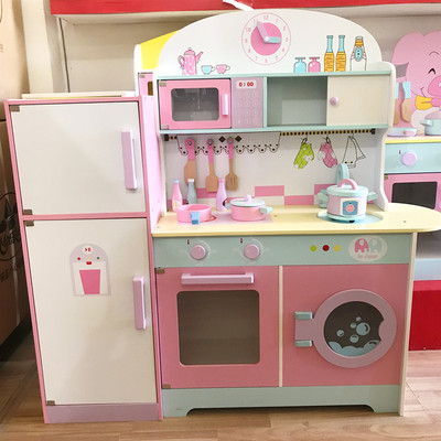 极速儿童木制大号仿真厨房灶台冰箱女孩过家家烧饭做饭.木质幼儿