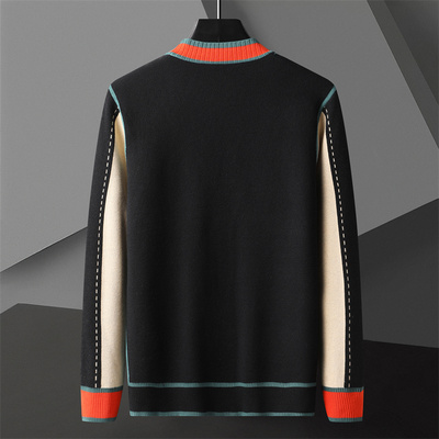 极速High dQuality Contrasting Colors Line Decoration Knittin
